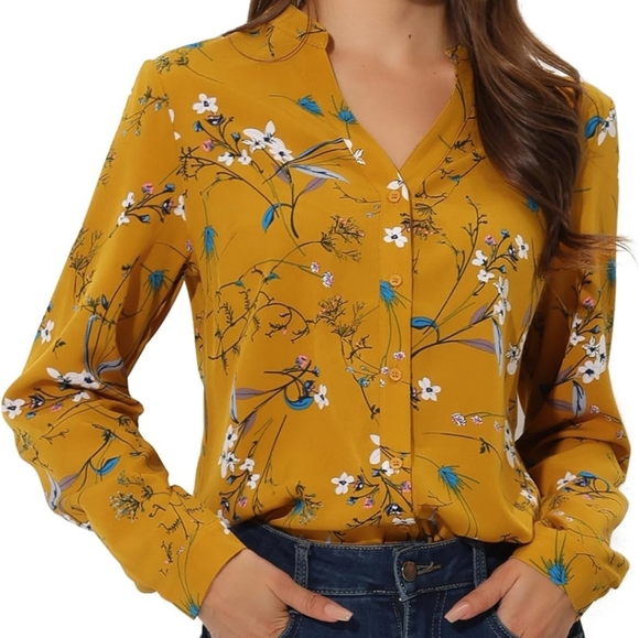 Calvin Klein | Tops | Calvin Klein Yellow Long Sleeve Button Down Shirt ...